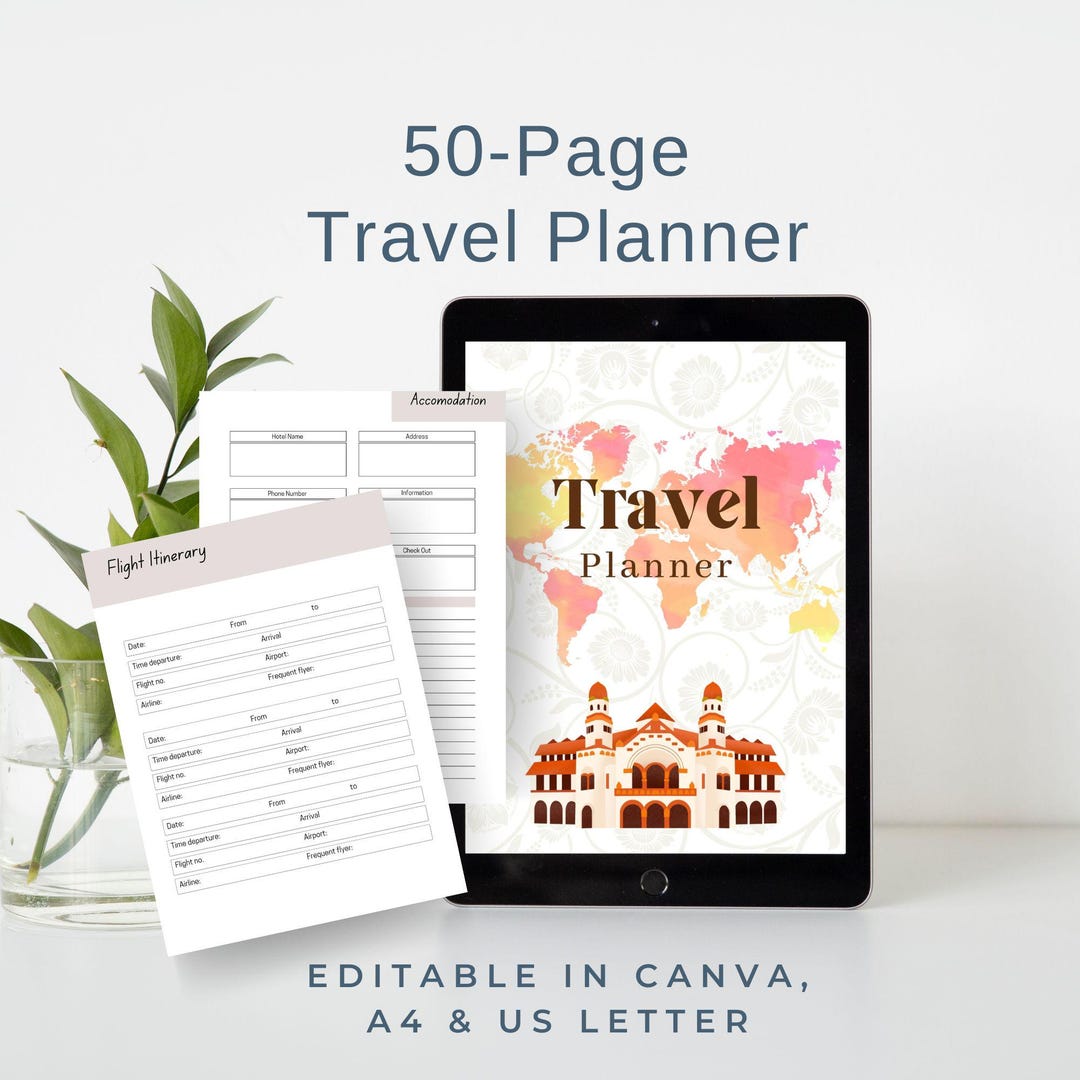 Editable Travel Planner Template, Trip Itinerary Planner, Canva ...
