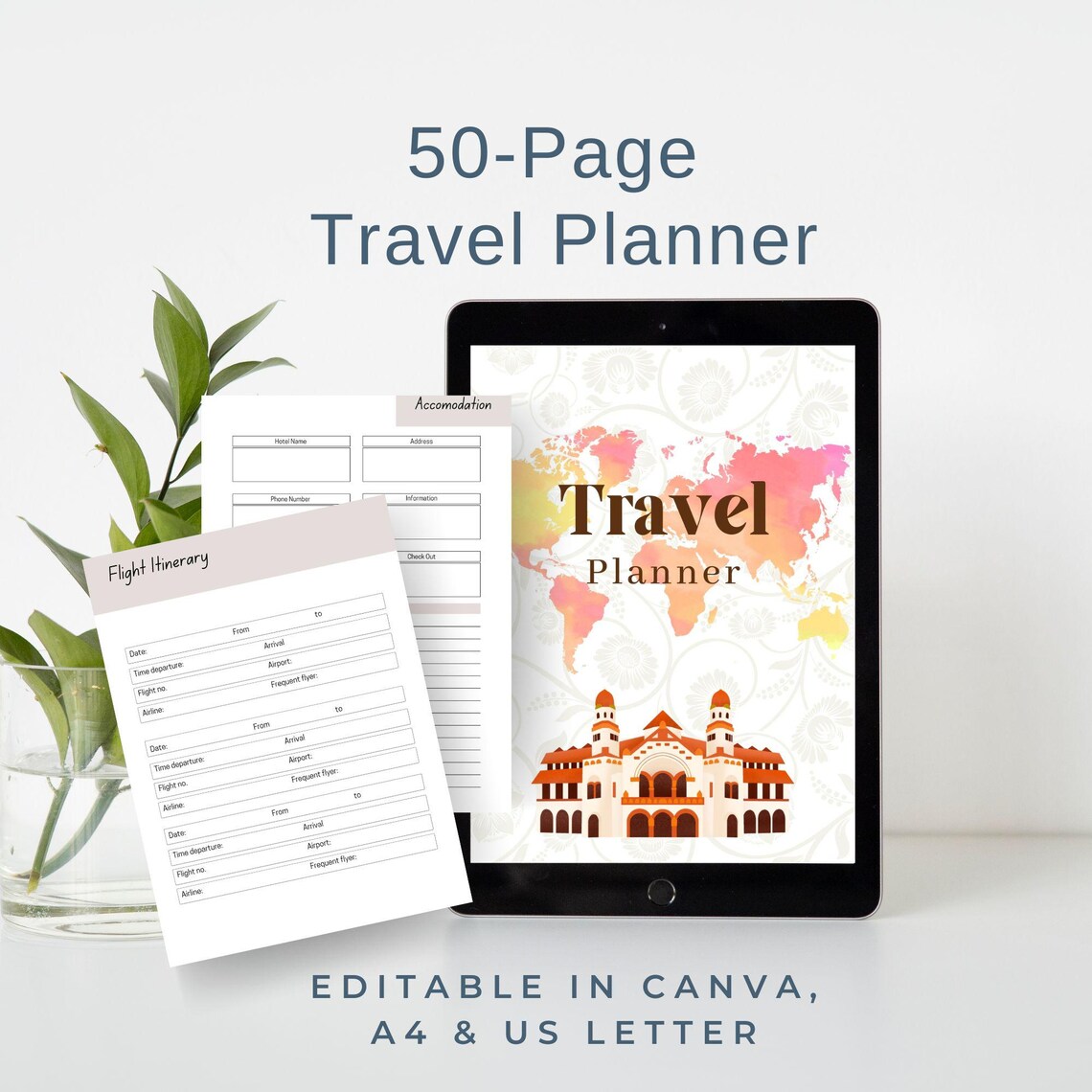 Editable Travel Planner Template, Trip Itinerary Planner, Canva ...