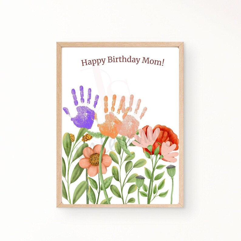 Editable Handprint Flower Bouquet Art: Birthday Keepsake (canva ...