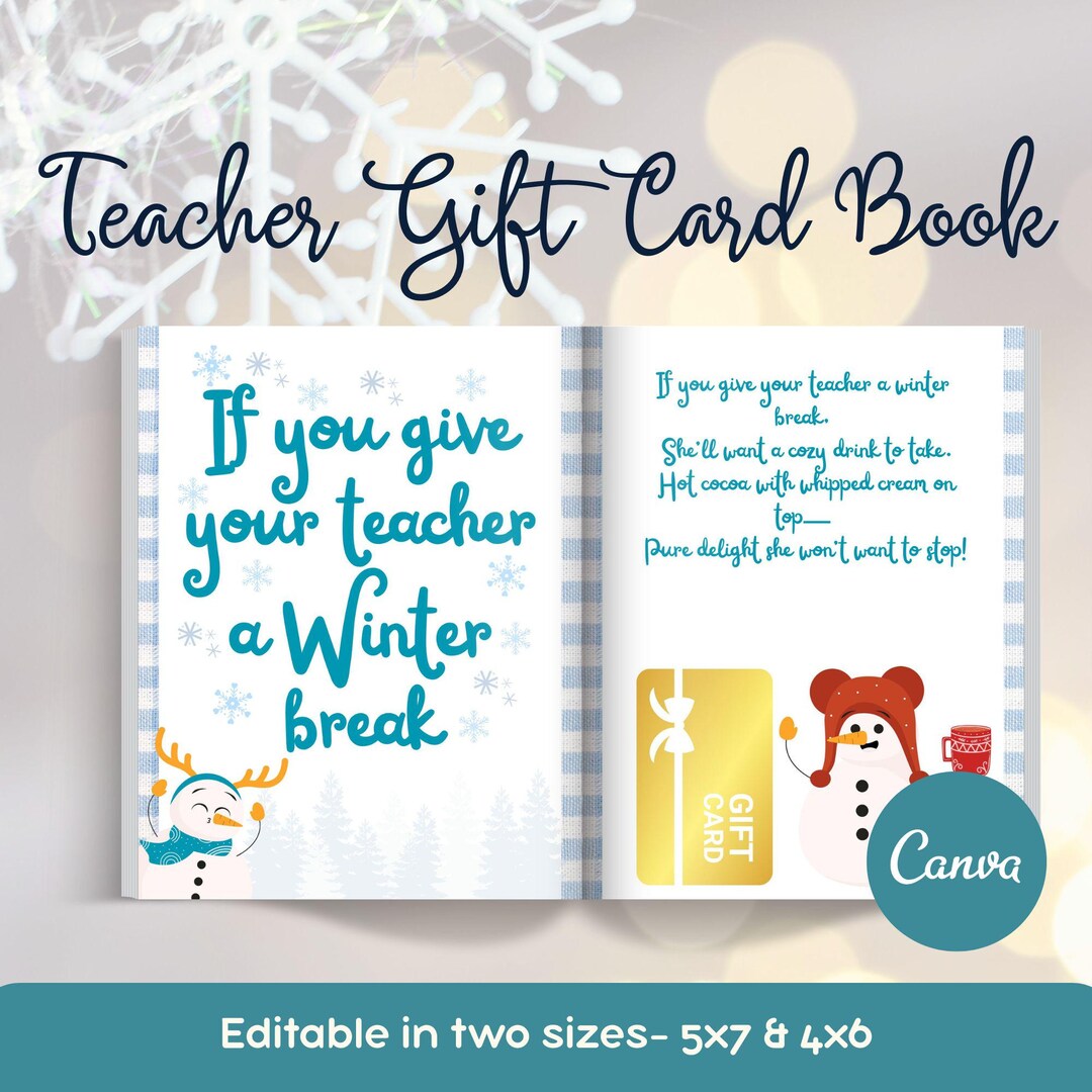 Christmas Teacher Gift Card Book: Winter Holiday Appreciation (canva ...