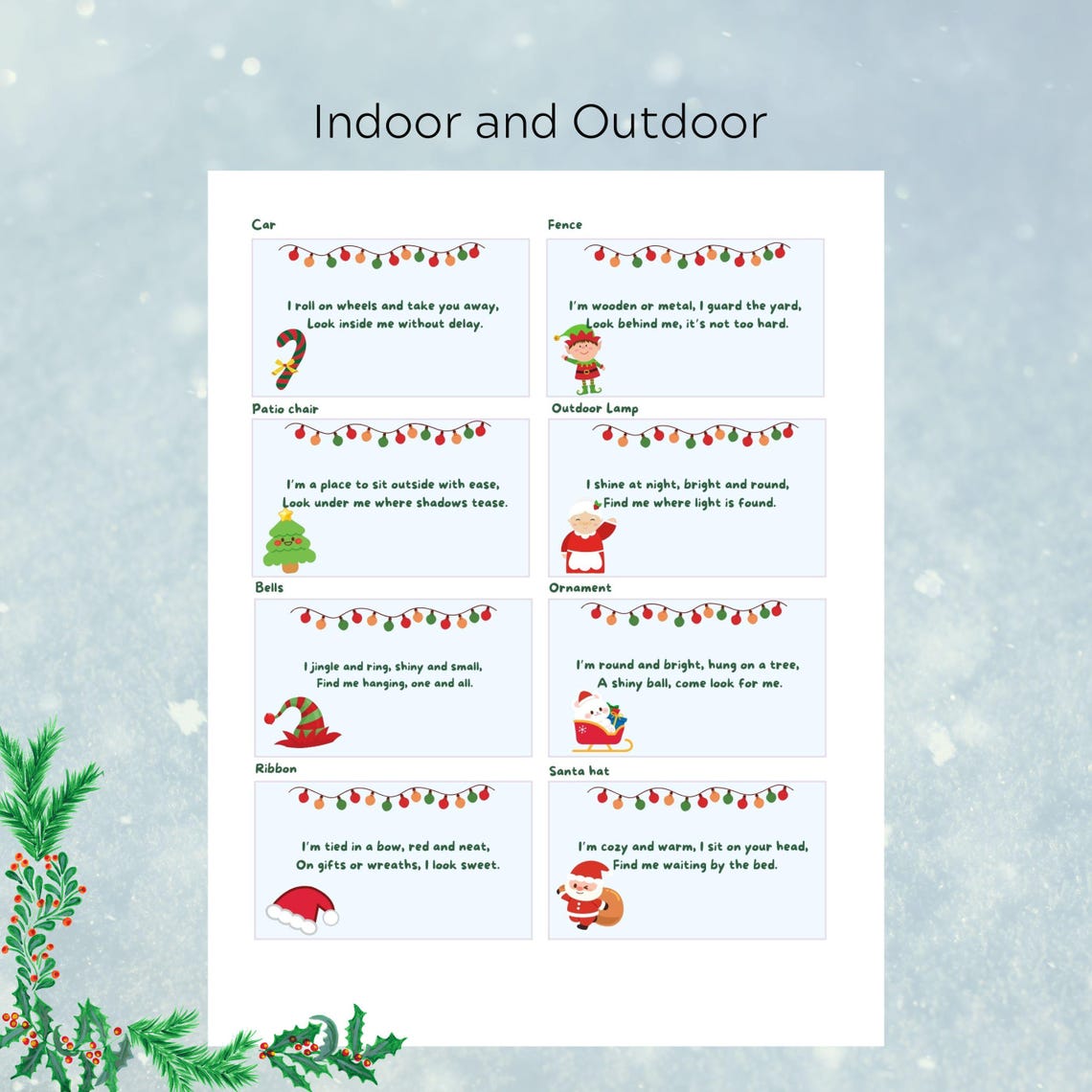 Christmas Treasure Hunt Printable Game: 64 Festive Clues, Family ...