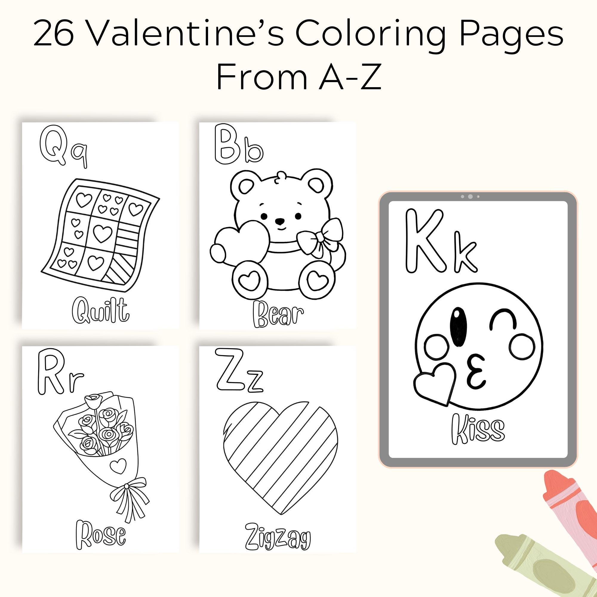 Valentine's Alphabet Coloring Pages A-Z – Preschool Printable Activity ...