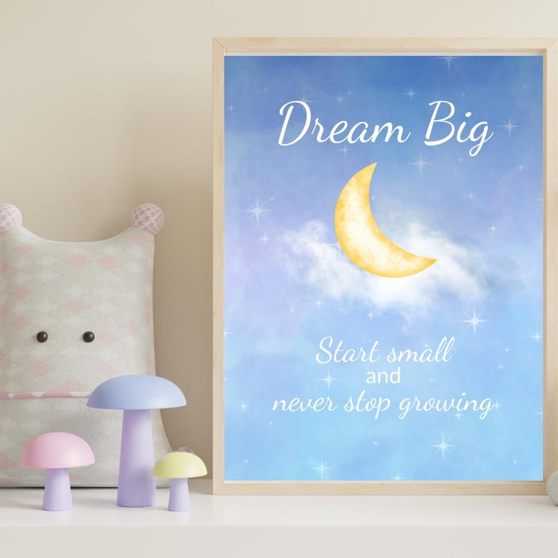 Printable Minimalist Dream Big Wall Art, Pastel Aesthetic Decor ...