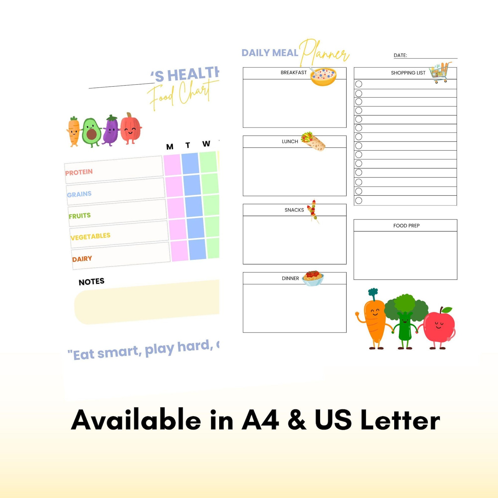 Kids Meal Planner, Kids Food Journal, Healthy Eating Food Tracker ...