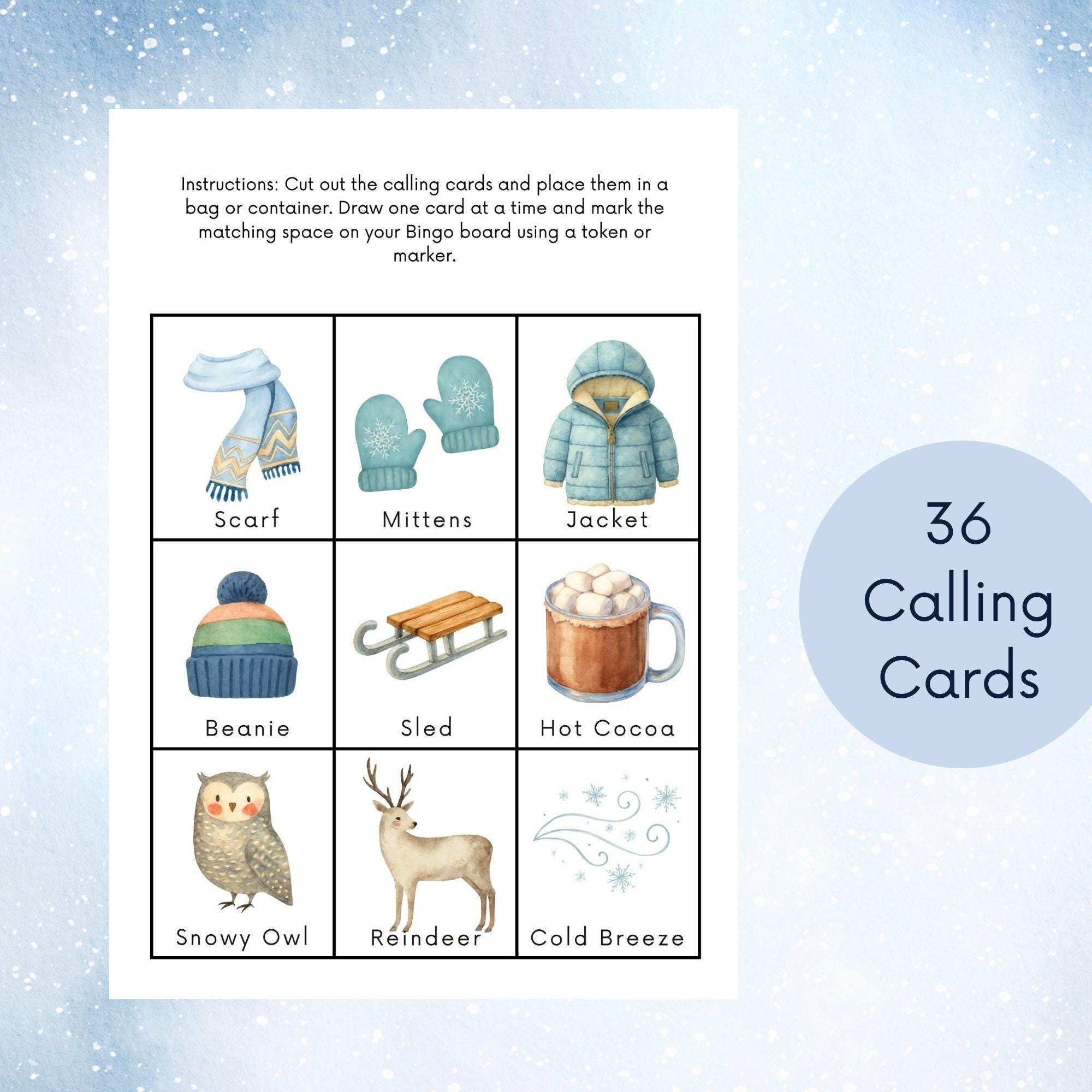 Printable Winter Bingo Game for Kids | Classroom Winter Activity | Snow ...