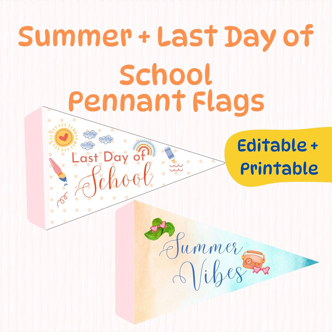 Summer Printable Pennant Flag, Pink Summer Decor Classroom Banner ...