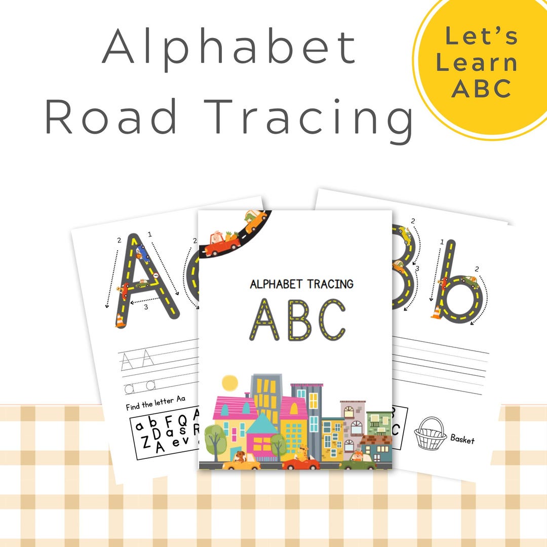 Printable Car-themed Alphabet Tracing Worksheets for Preschoolers, Road ...