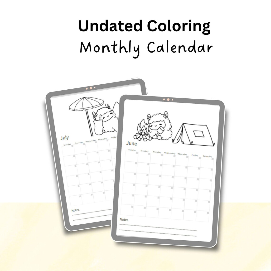 DIY Printable Kawaii Llama Undated Planner, Coloring Planner for Kids ...