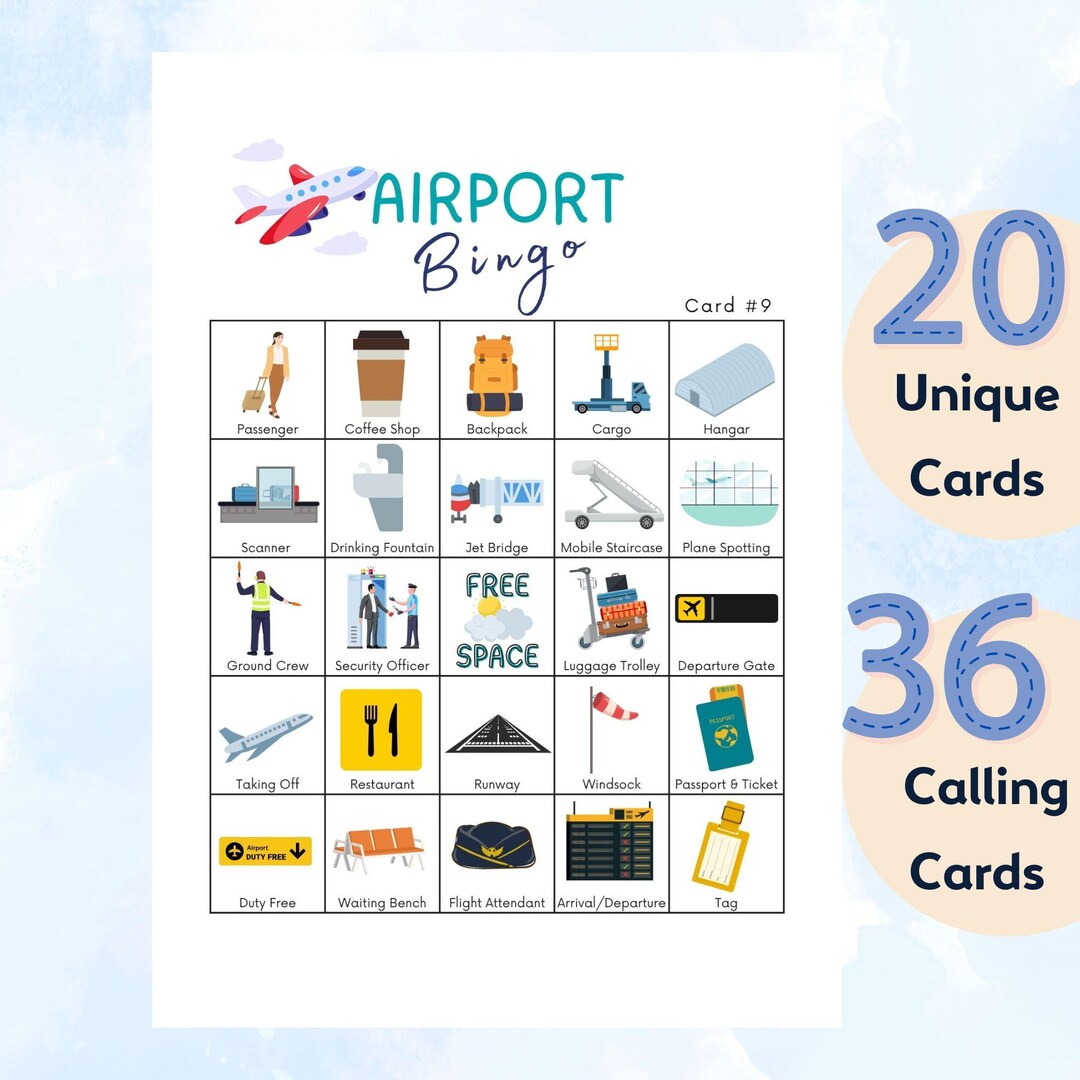 Printable Airport Bingo Game: Kids Travel Activity, Scavenger Hunt - Etsy
