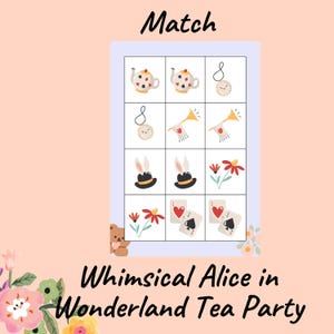 Printable Tea Party Matching Game for Kids, Tea Party Color Matching ...