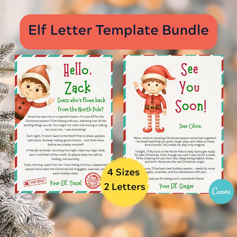 Elf on the Shelf Letter Templates | Arrival & Goodbye Elf Letters ...