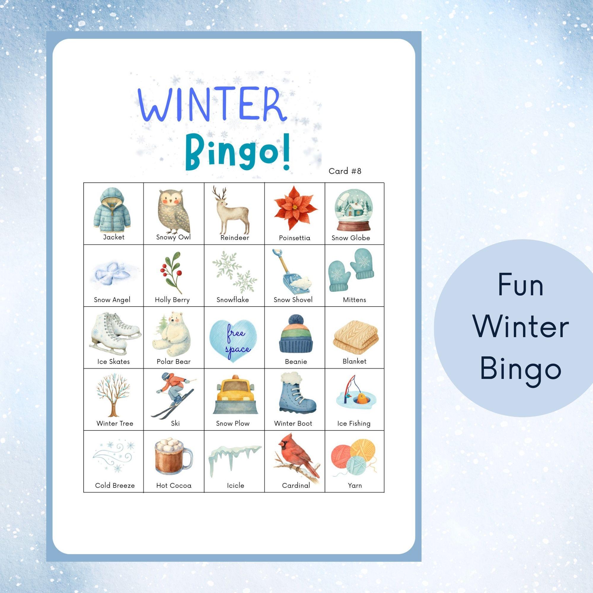 Printable Winter Bingo Game for Kids | Classroom Winter Activity | Snow ...