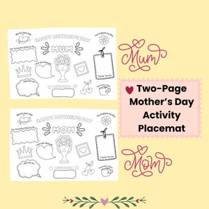 Printable Mother's Day Activity Placemat: Handprint Bouquet (digital ...