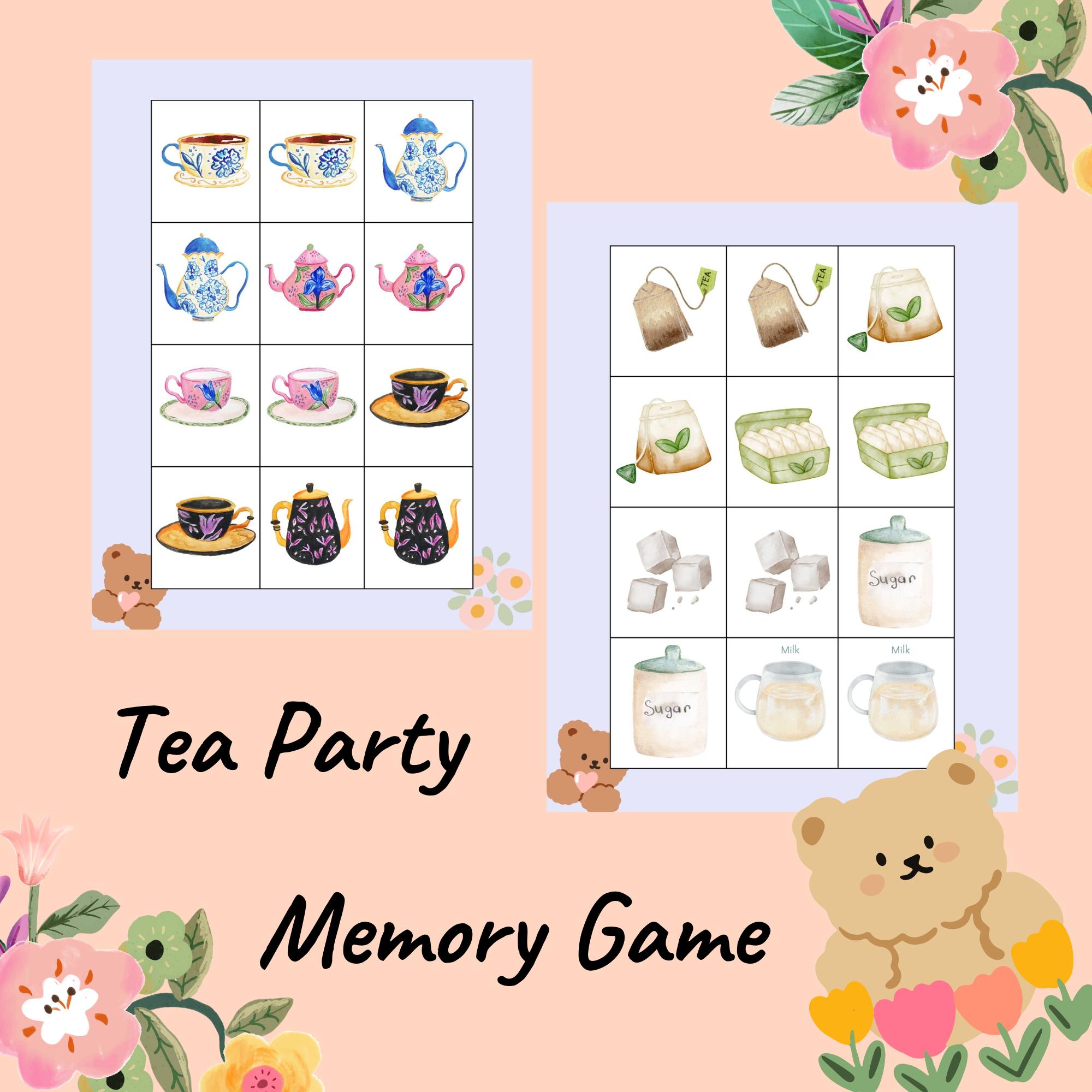 Printable Tea Party Matching Game for Kids, Tea Party Color Matching ...