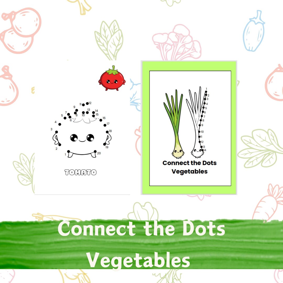 20 Connect the Dots Vegetables Coloring Pages, Easy Coloring, Dot-to ...