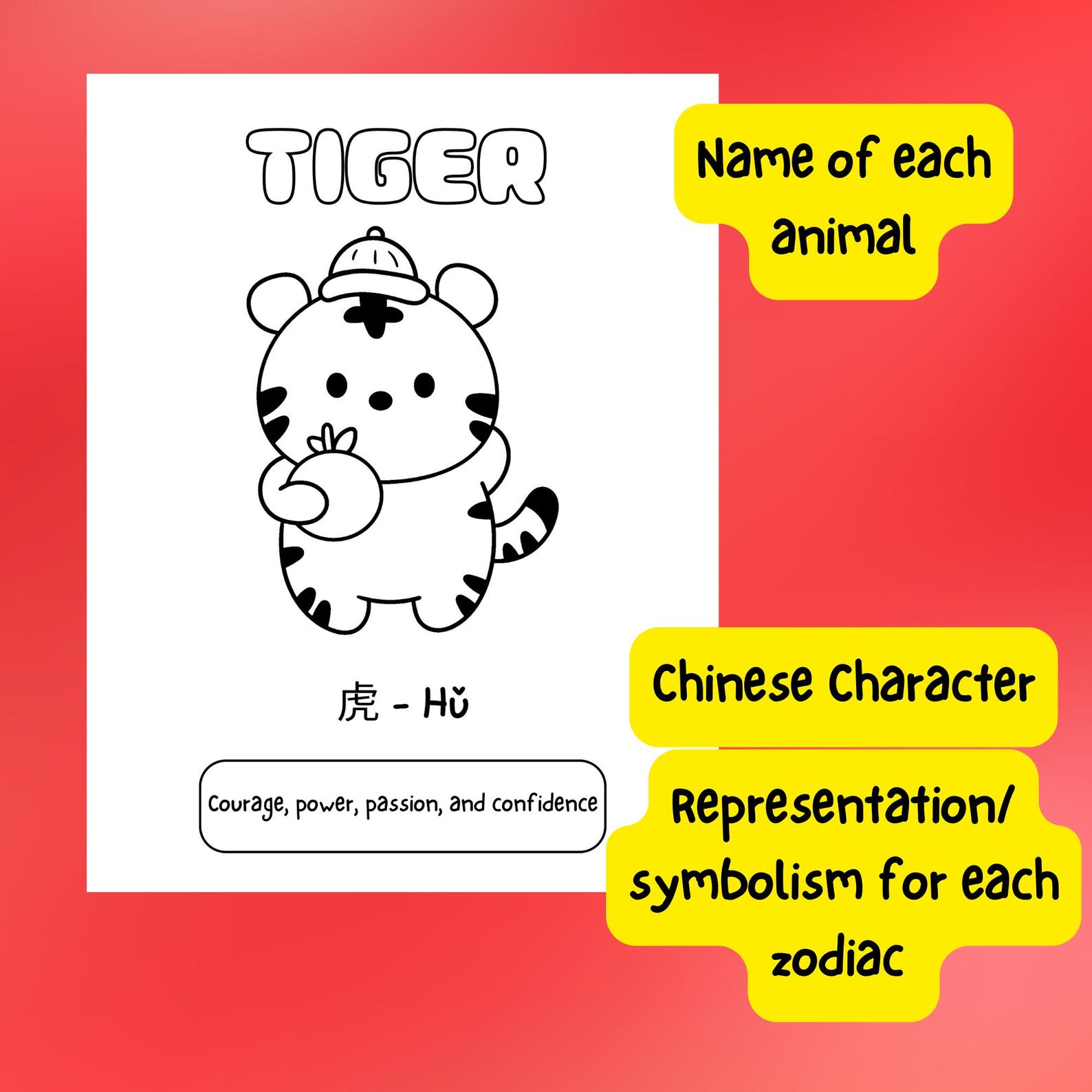 Chinese Zodiac Animals Coloring Pages, Lunar New Year Printables ...