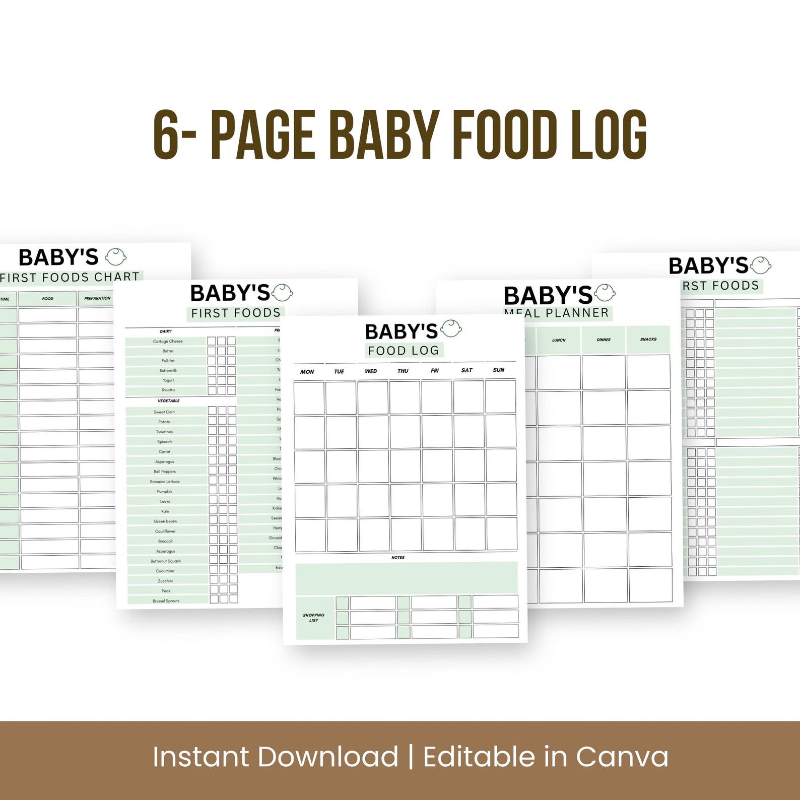 Editable Baby Food Log Printable, Baby's First Food Tracking Sheet ...