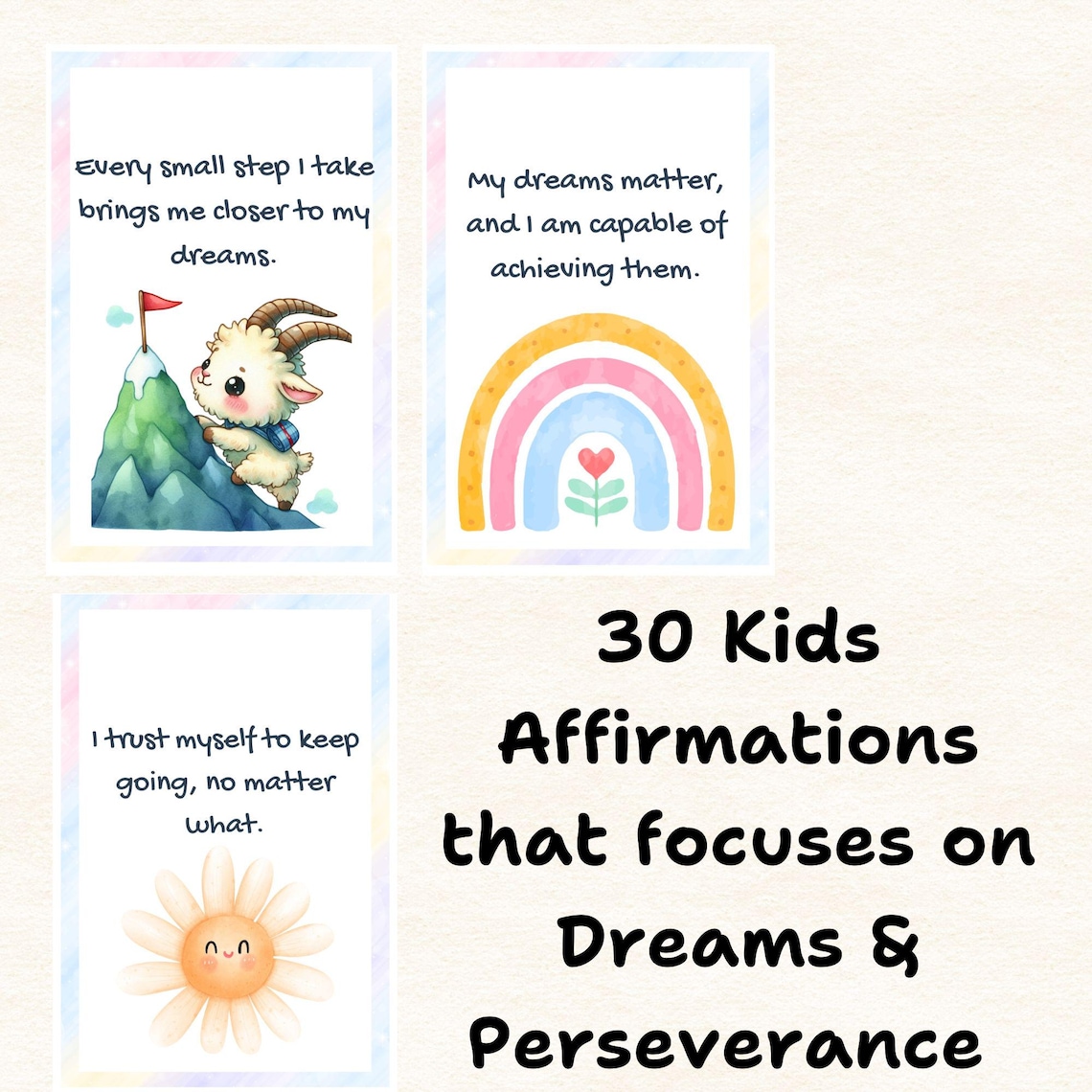 Printable Affirmation Cards for Kids, Pastel Rainbow Backgrounds ...
