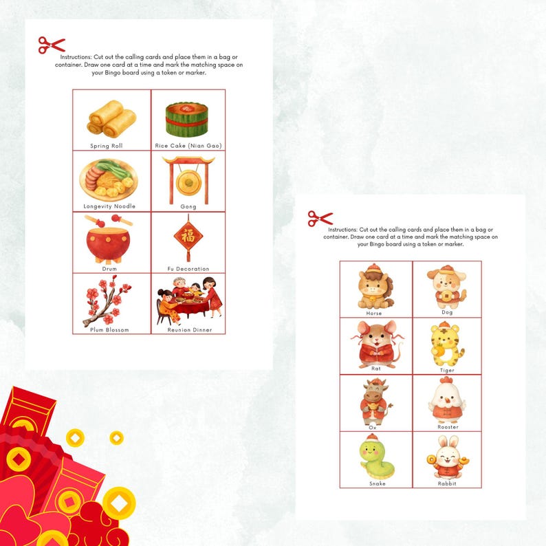Lunar New Year Bingo Game | 30 Printable Cards (instant Download) - Etsy