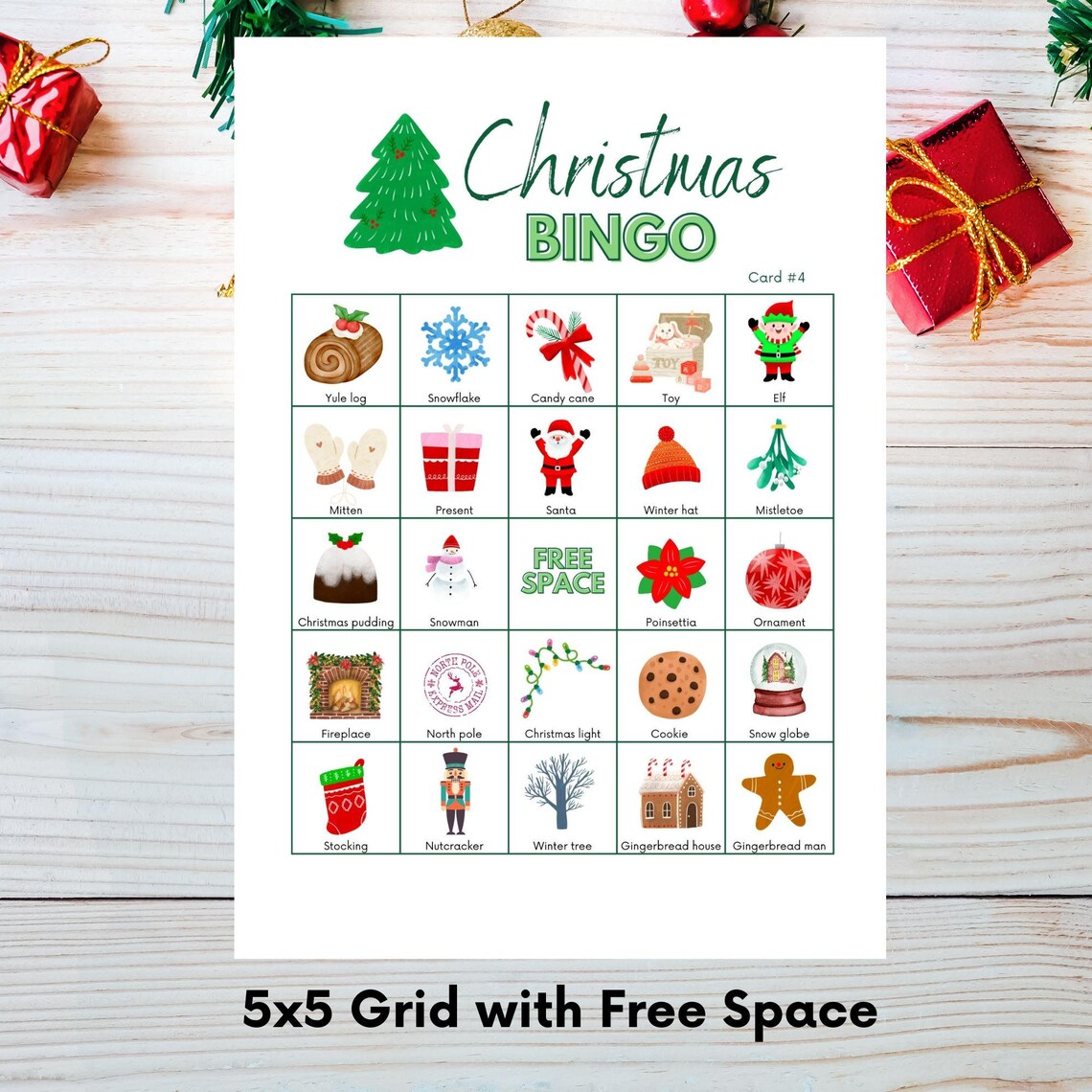 Printable Christmas Bingo Game: 50 Holiday Riddle Cards (A4 & US Letter ...
