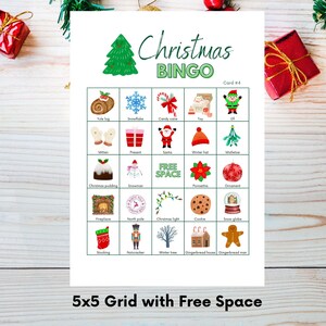 Printable Christmas Bingo Game: 50 Holiday Riddle Cards (A4 & US Letter ...