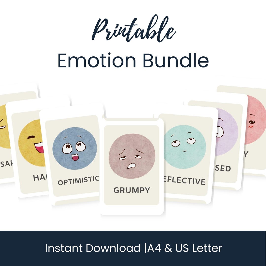 Emotion Flashcards & Playdough Mat Bundle: Feelings Check-in (printable ...