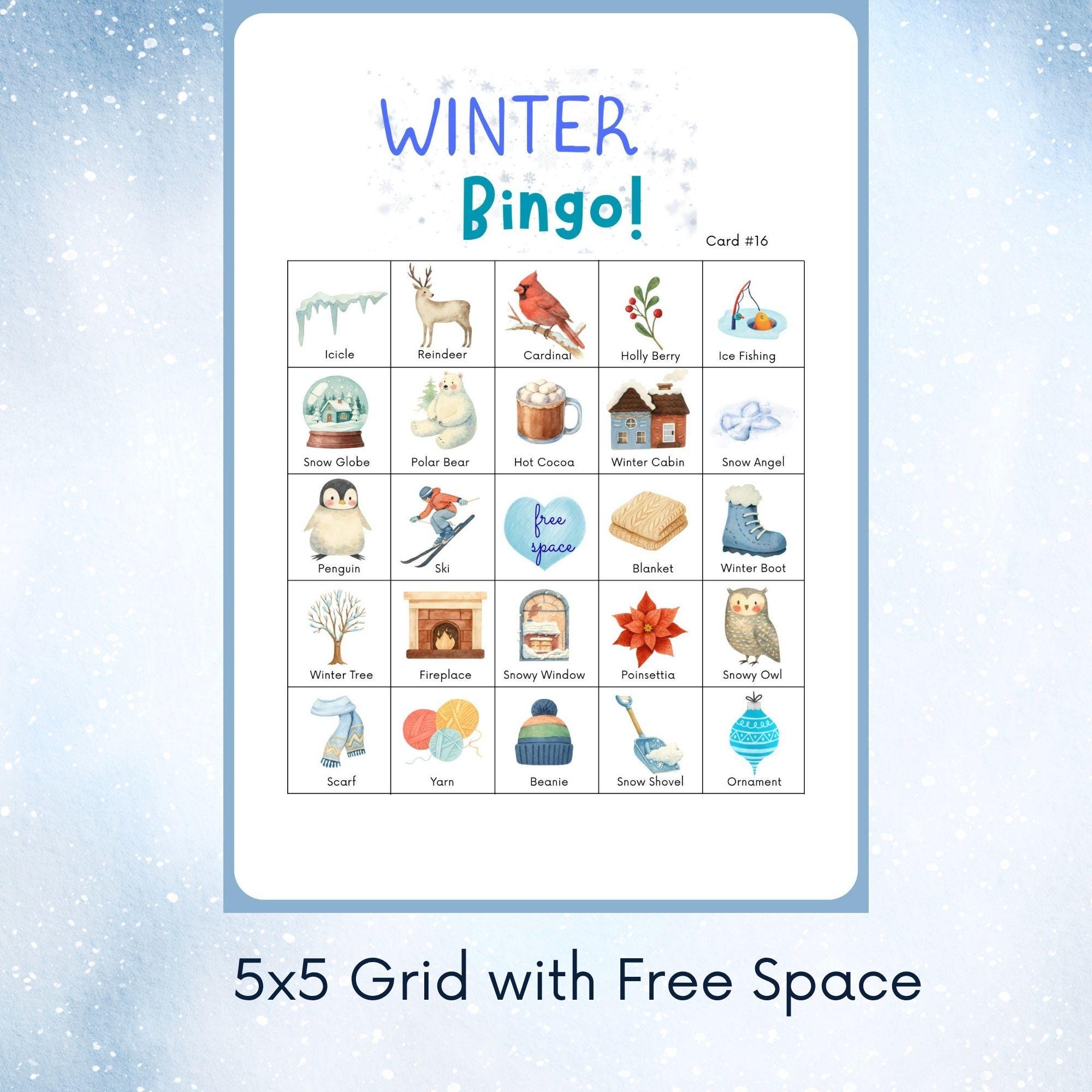 Printable Winter Bingo Game for Kids | Classroom Winter Activity | Snow ...