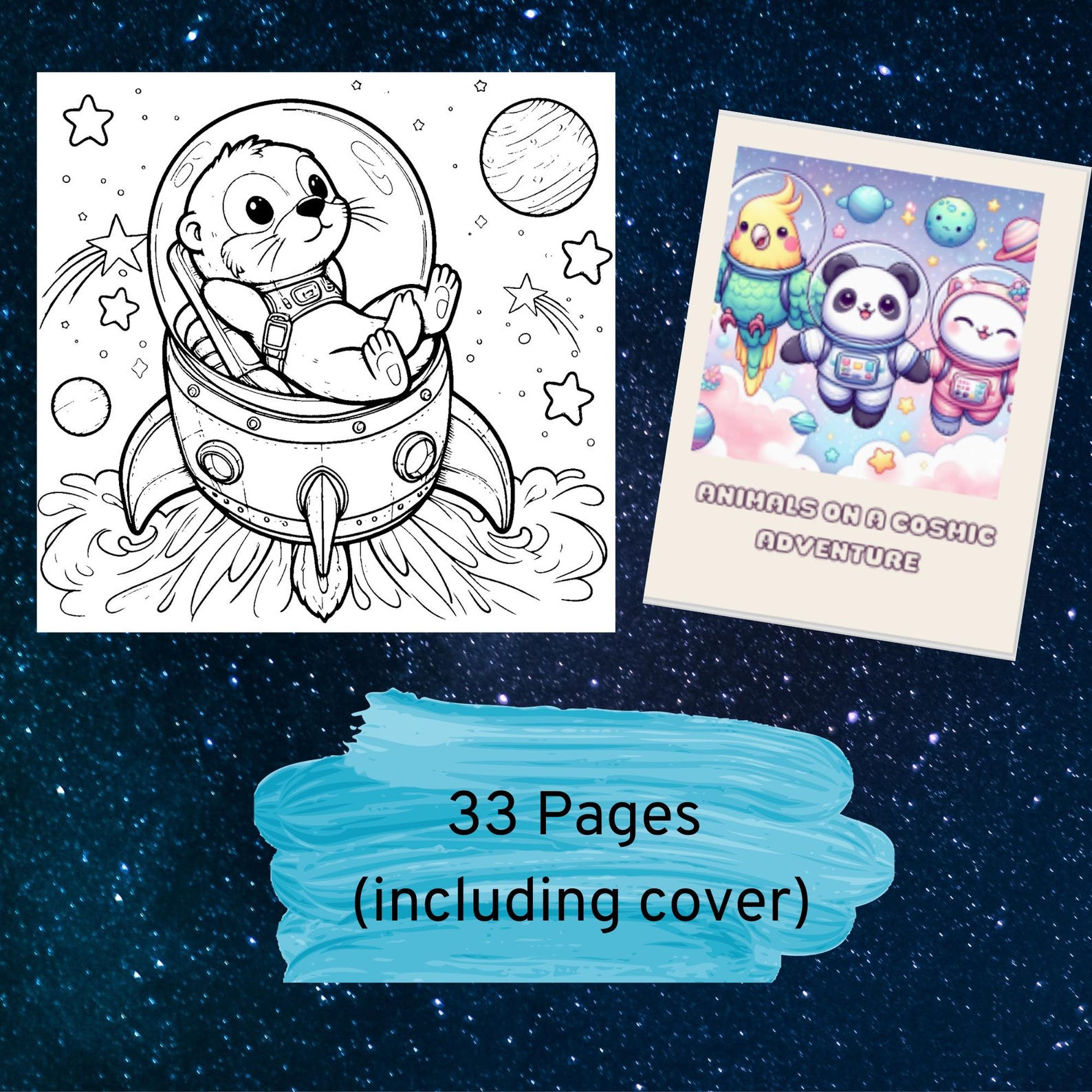 Animals in Space Printable Coloring Pages, Intergalactic Coloring Book ...
