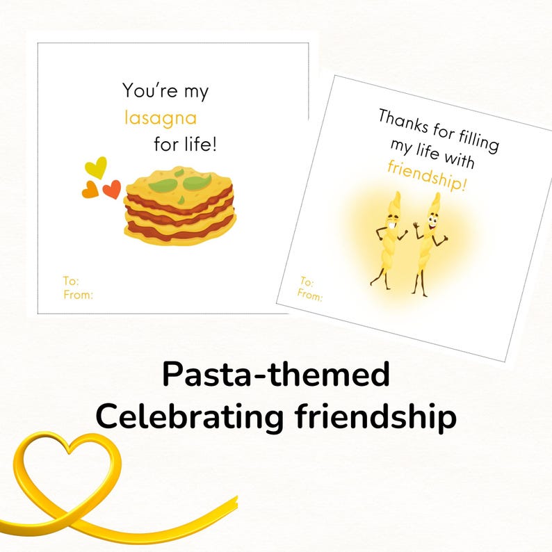 Kids Valentine Cards Printable, Year-round Friendship Cards, Pasta ...