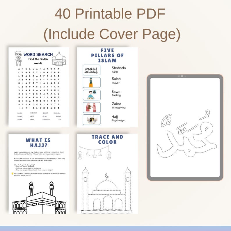Islamic Activity Book for Kids, Ramadan Printable, Arabic Alphabet ...
