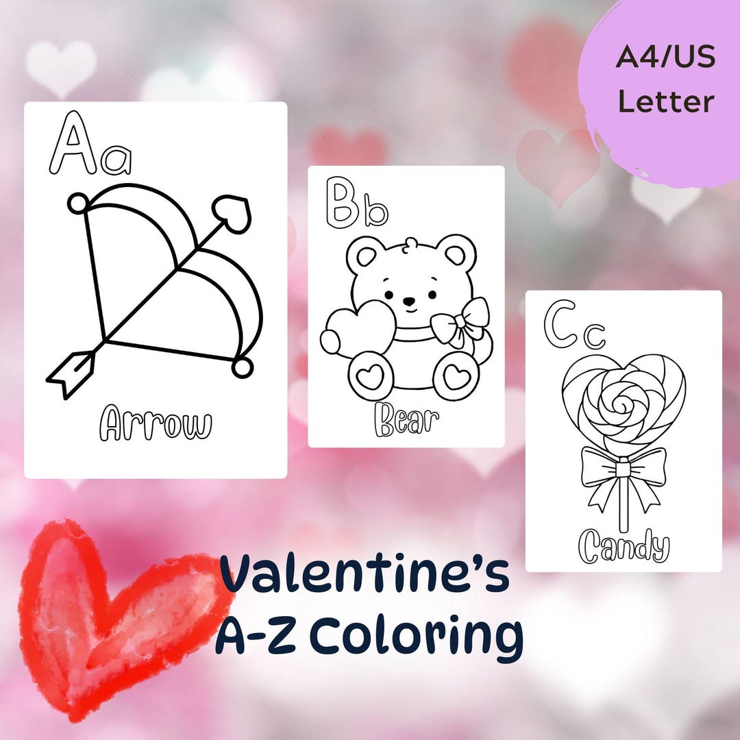Valentine's Alphabet Coloring Pages A-Z – Preschool Printable Activity ...
