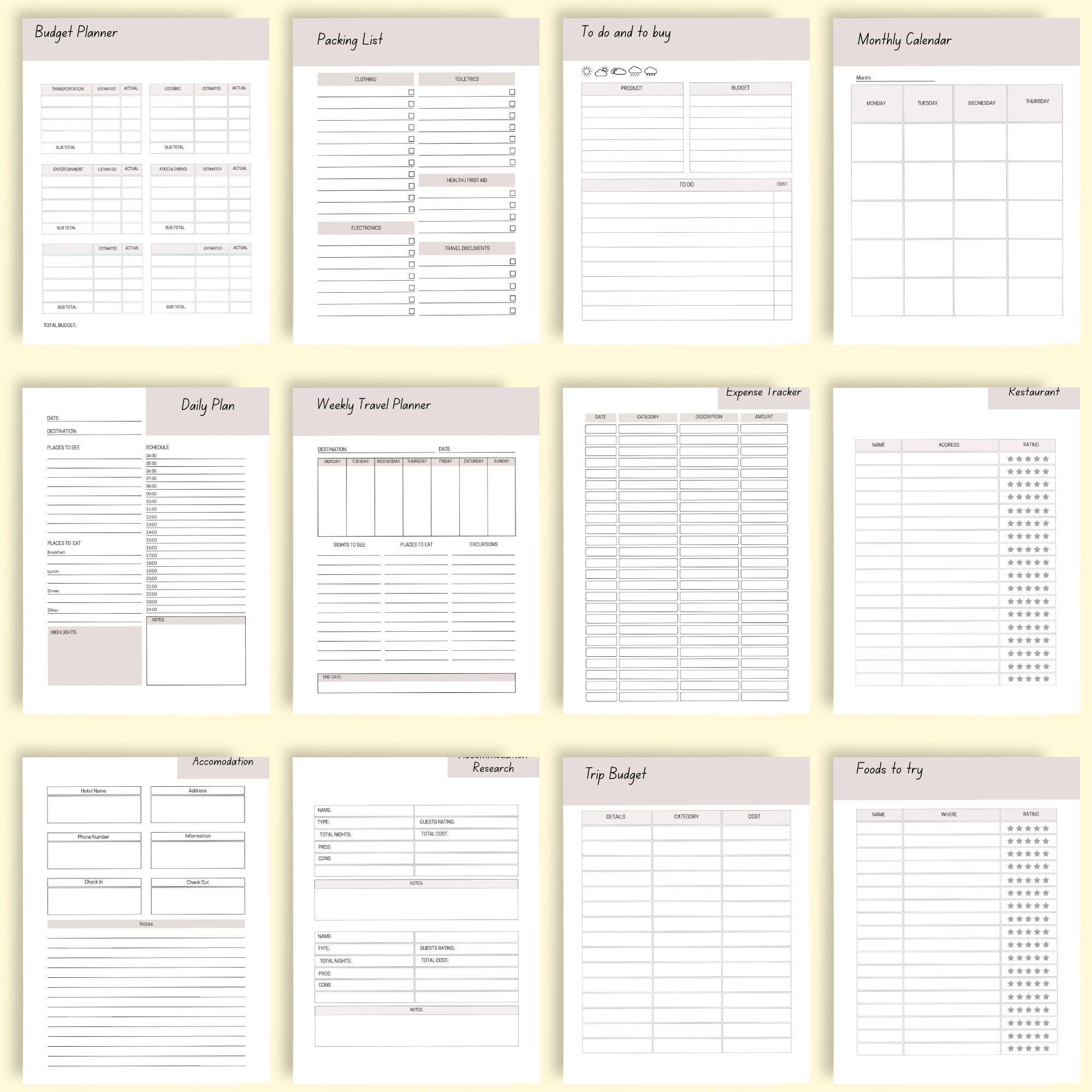 Editable Travel Planner Template, Trip Itinerary Planner, Canva ...