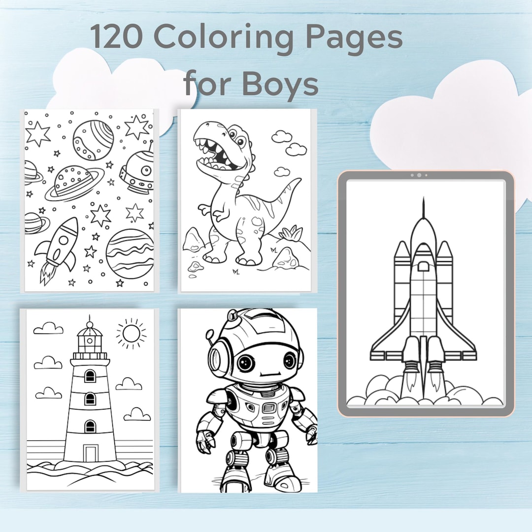 Printable Coloring Book for Boys, Printable Coloring Pages, Kids ...