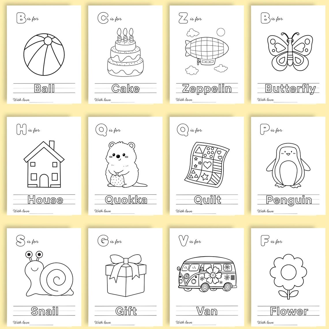 Printable Baby’s First ABC Coloring Book, A to Z Baby Shower Activity ...
