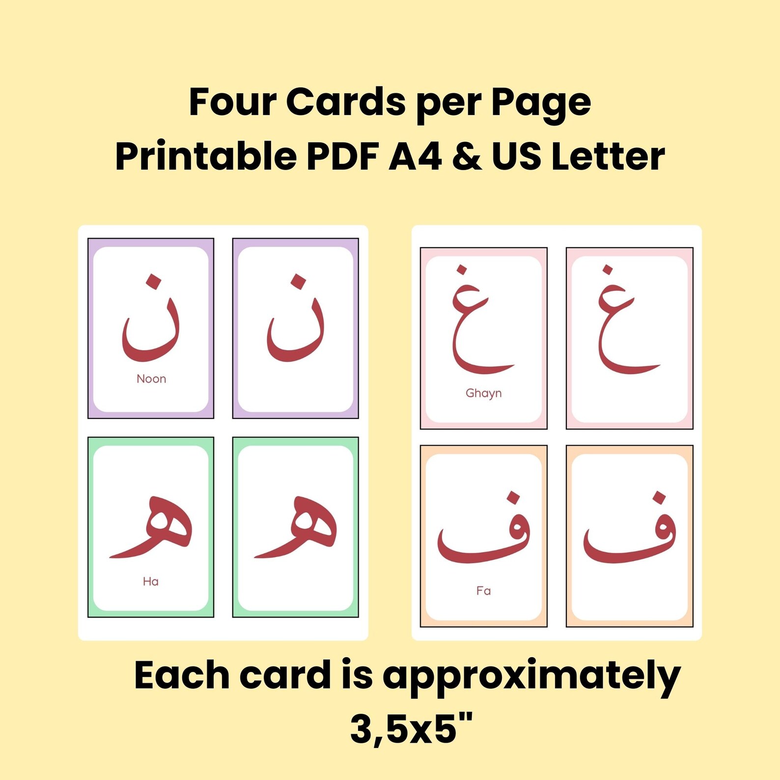 Printable Arabic Alphabet Flashcards, Islamic Homeschool (PDF) - Etsy