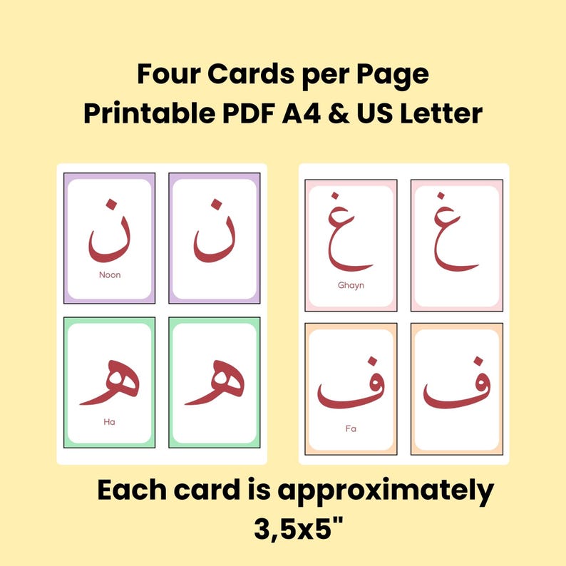 Printable Arabic Alphabet Flashcards, Islamic Homeschool (PDF) - Etsy