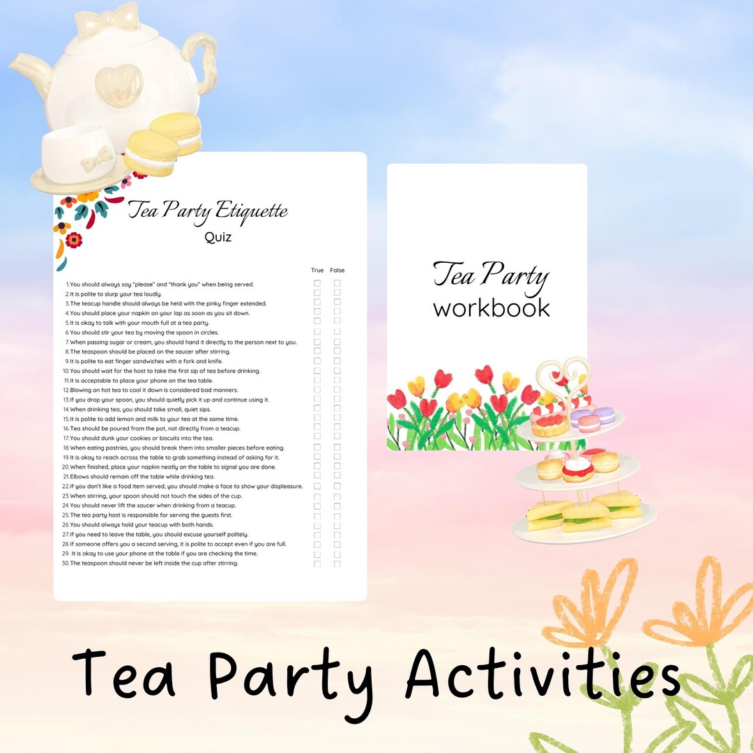 Tea Party Activity Book for Kids, Tea Party Worksheet for Preschool ...