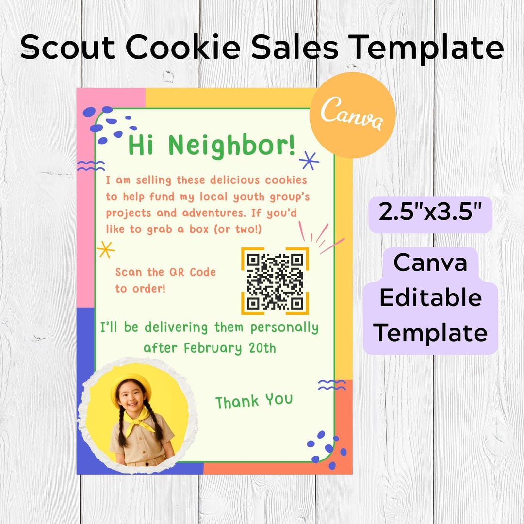 Scout Cookie Sales Flyer Template, Editable Canva Design (2.5x3.5 ...