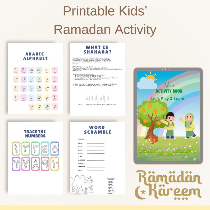 Islamic Activity Book for Kids, Ramadan Printable, Arabic Alphabet ...