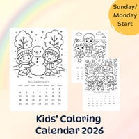 2025 Coloring Calendar: Monthly Planner for Kids (printable PDF) - Etsy