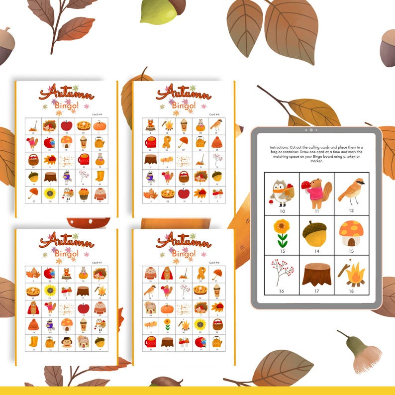 Autumn Bingo Printable Game | Fall Bingo Cards for Kids & Adults ...