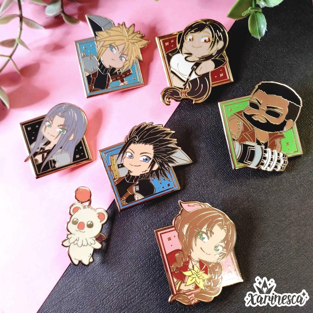 FF7 Chibi Enamel Pins - Cloud // Tifa // Barret // Aerith // Zack ...
