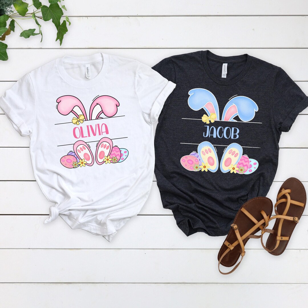 Custom Easter Shirt, Personalized Bunny Girls Shirt, Kids Easter Shirt ...