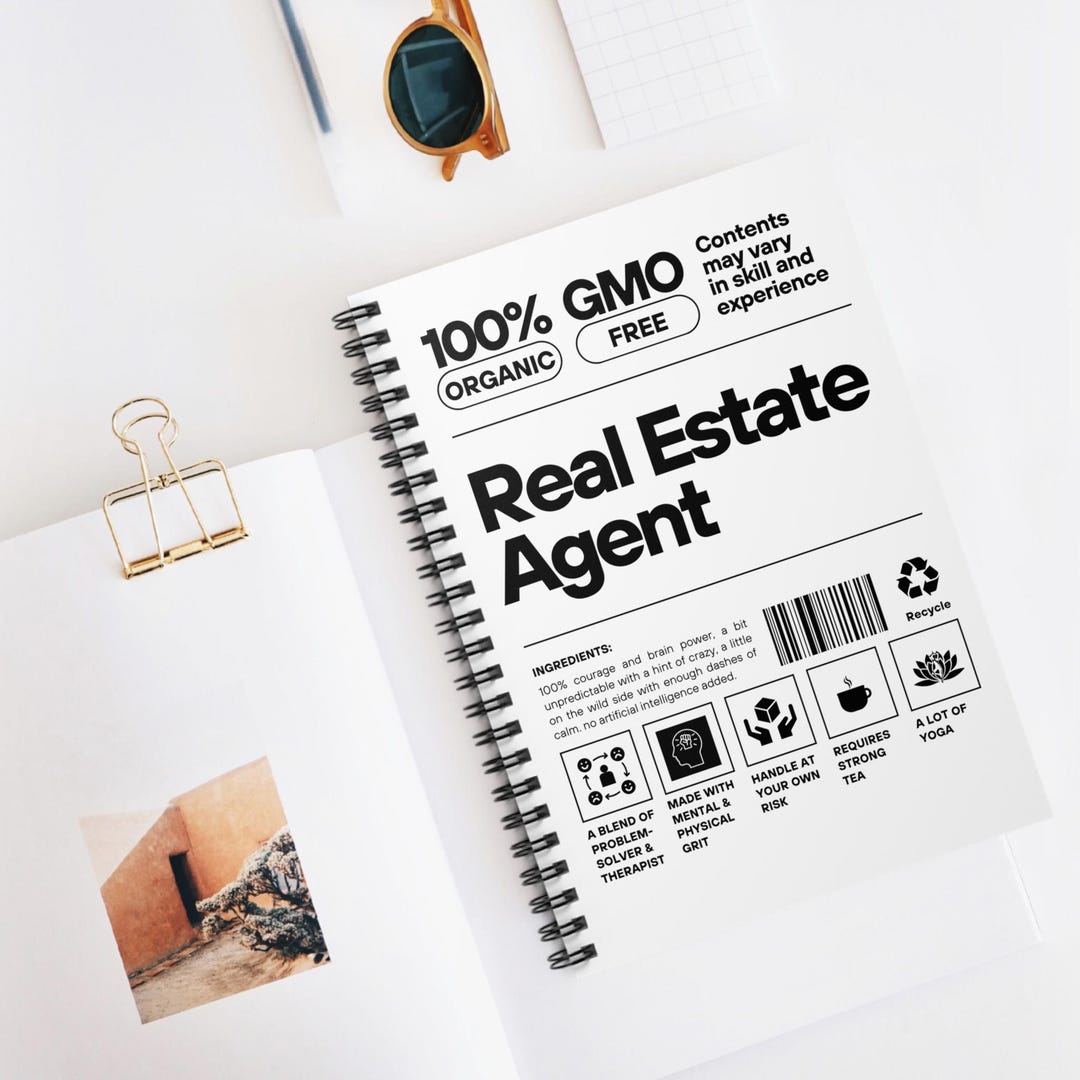 Funny Real Estate Agent Spiral Notebook requires Strong Tea and a Lot ...
