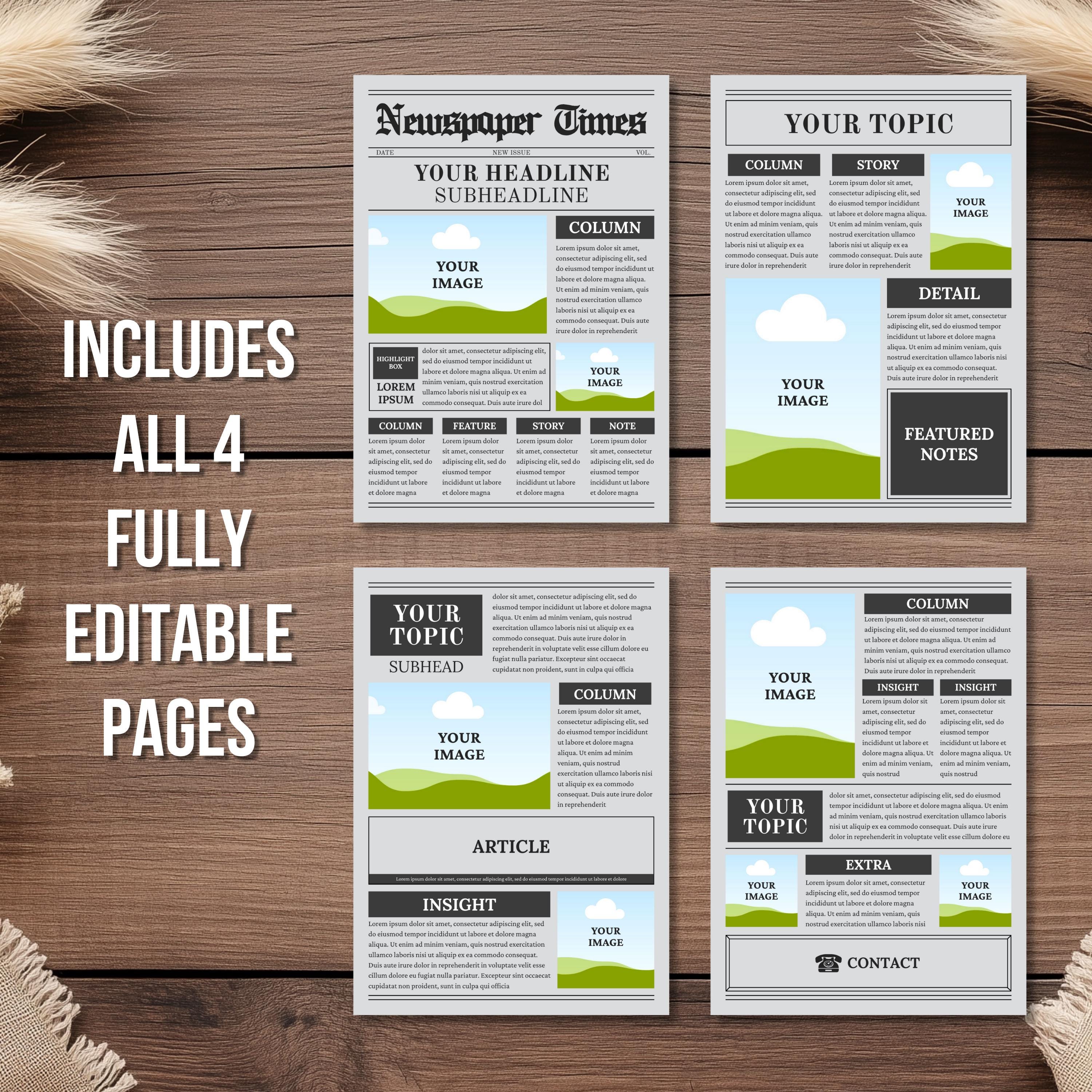 Canva Newspaper Editable Templates |printable Fake Newspaper Template ...