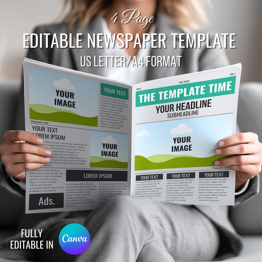 Canva Newspaper Editable Templates |printable Fake Newspaper Template ...