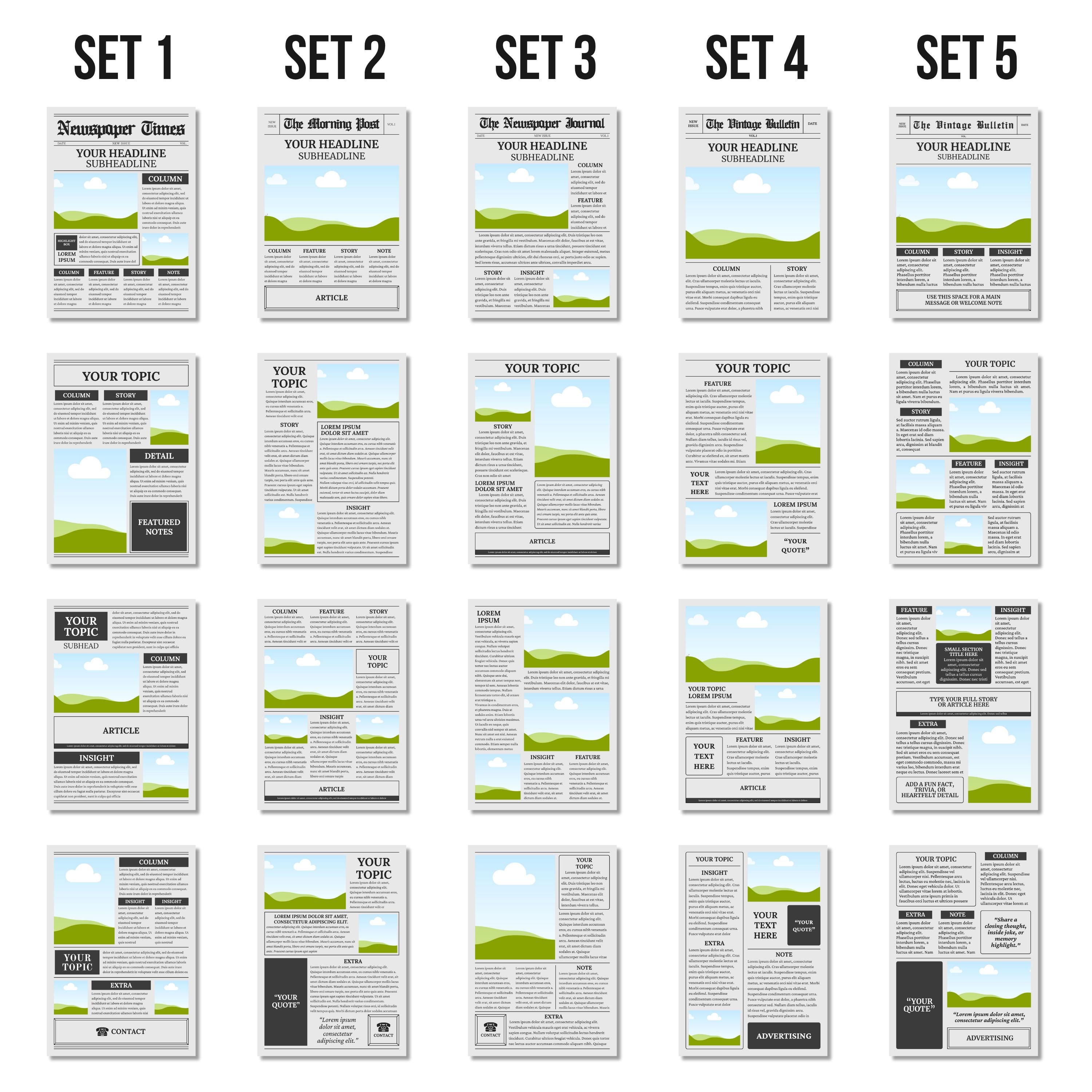 Editable Newspaper Canva Template Bundle|printable Fake Newspaper ...