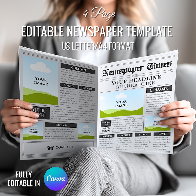 Canva Newspaper Editable Templates |printable Fake Newspaper Template ...