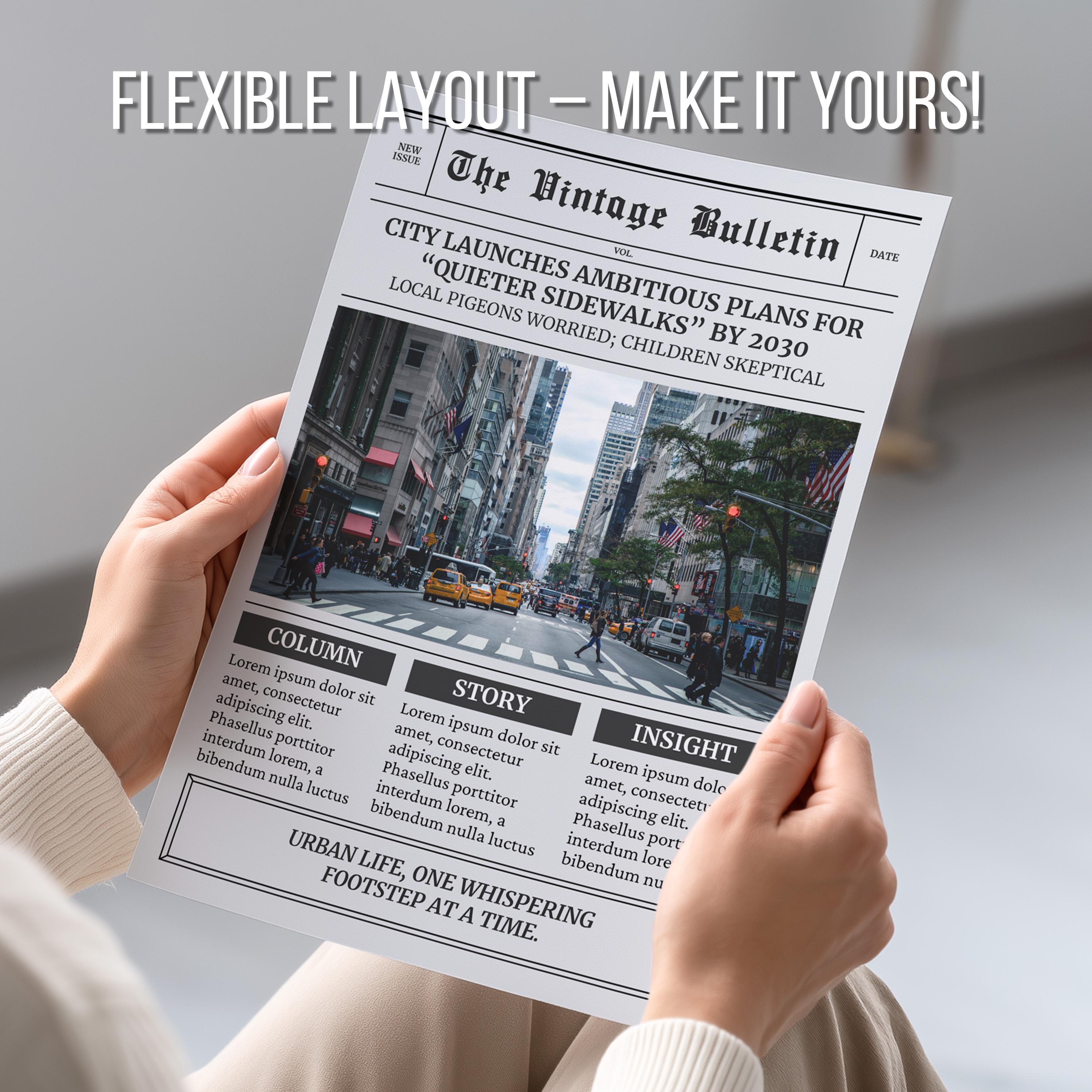 Editable Front Page Newspaper Canva Template Bundle|printable Fake ...