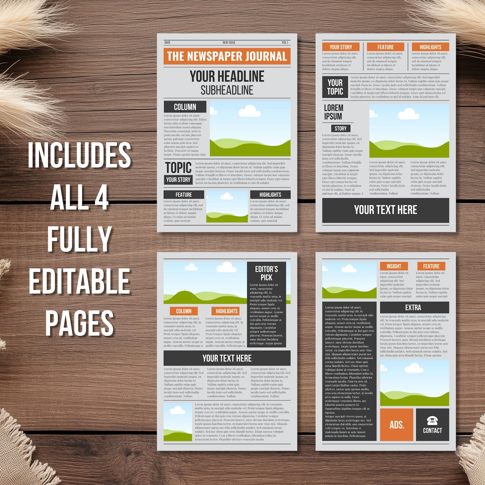 Canva Newspaper Editable Templates |printable Fake Newspaper Template ...